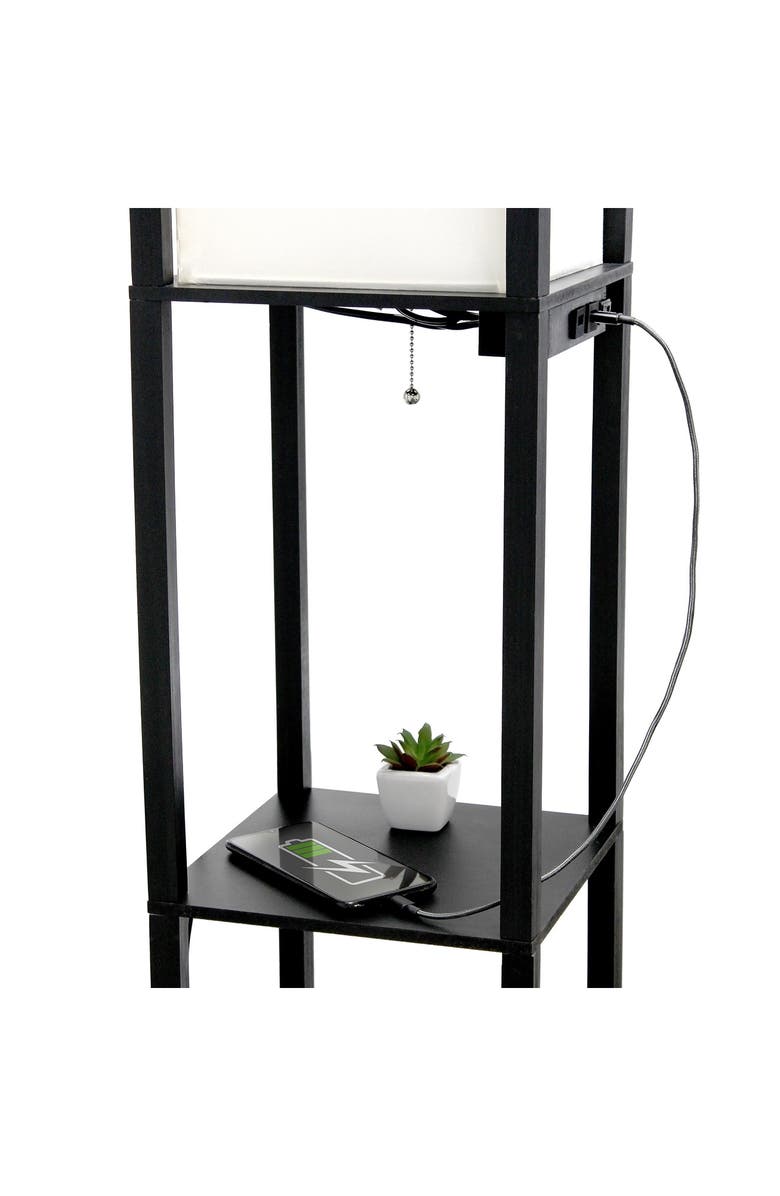 LALIA HOME Floor Lamp Etagere Organizer Storage Shelf with 2 USB ...
