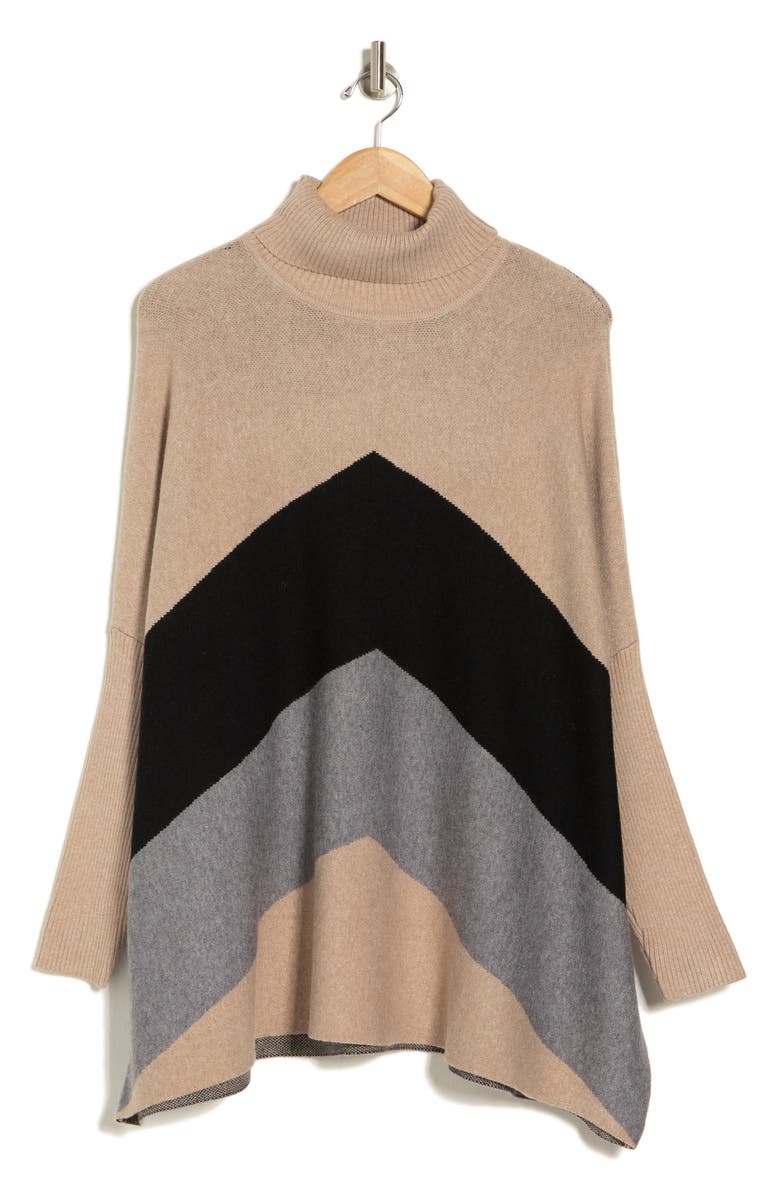 Joseph A Oversize Chevron Stripe Turtleneck Sweater | Nordstromrack