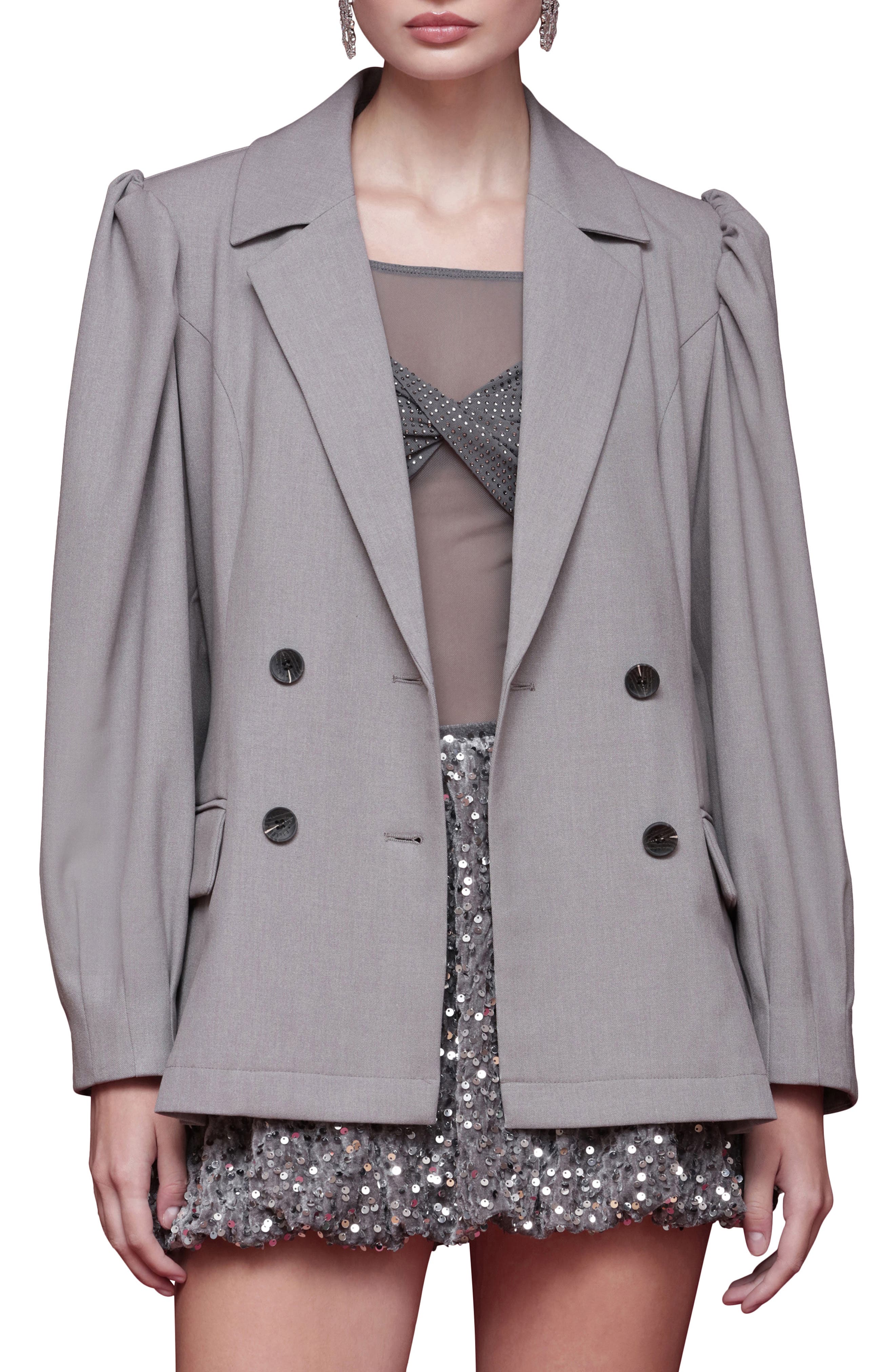 Avec Les Filles Double Breasted Puff Shoulder Blazer | Nordstrom