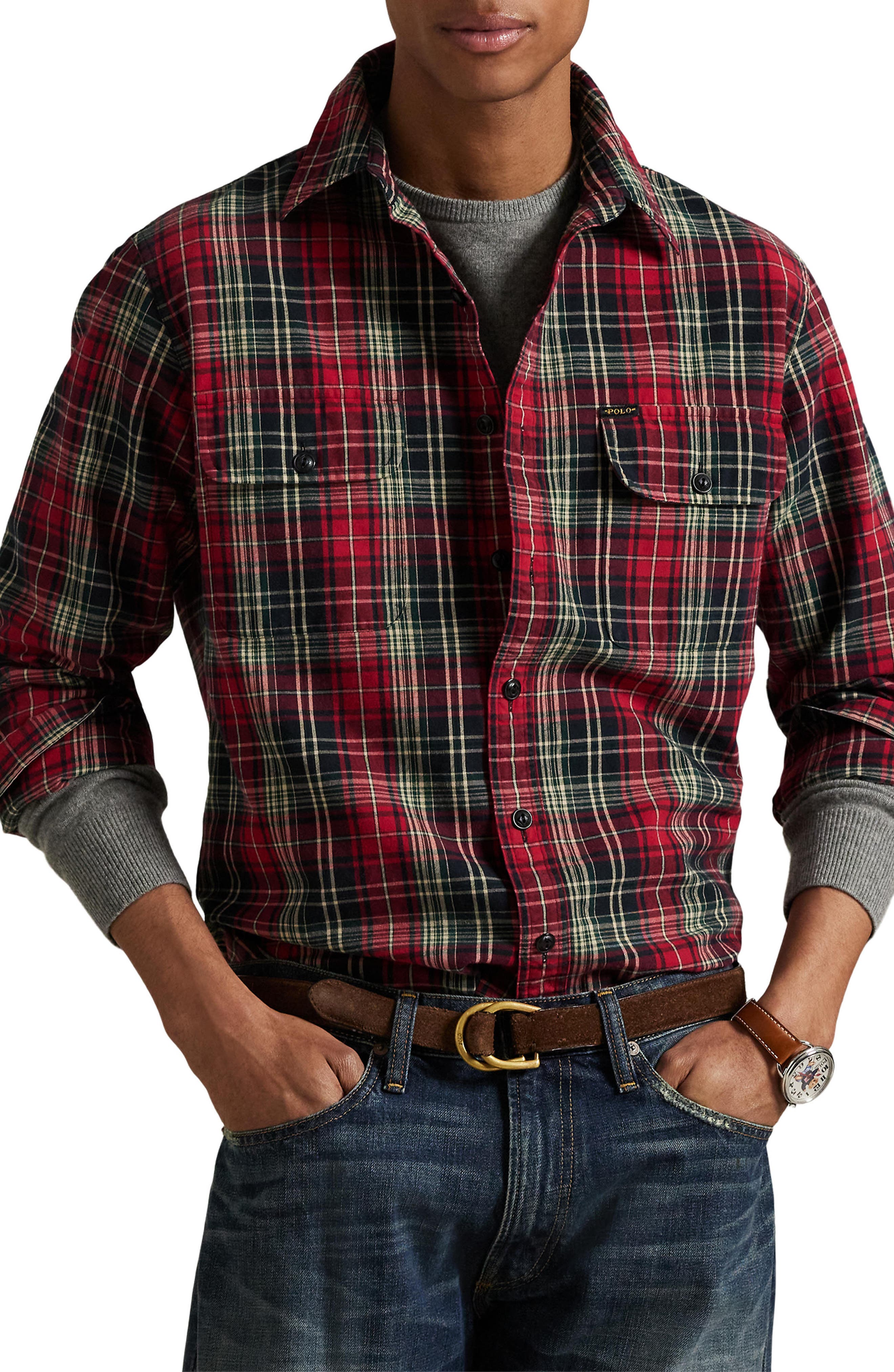 Polo Ralph Lauren Classic Fit Plaid Cotton Oxford Workshirt | Nordstrom