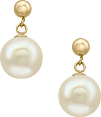 EFFY 14K White Gold 9mm Freshwater Pearl Drop Earrings | Nordstromrack