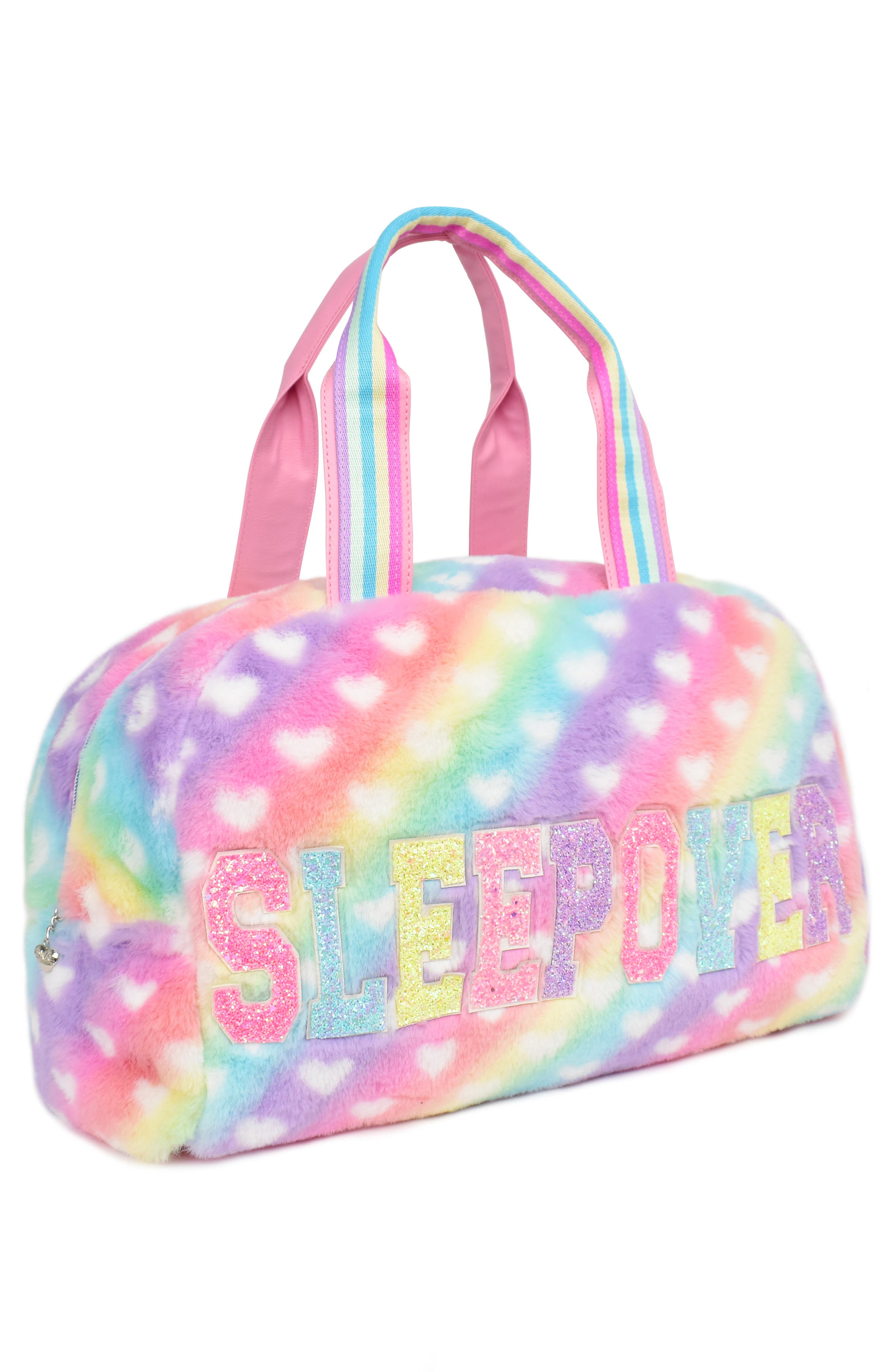 OMG Accessories Kids' Sleepover Heart Faux Fur Duffle Bag | Nordstrom