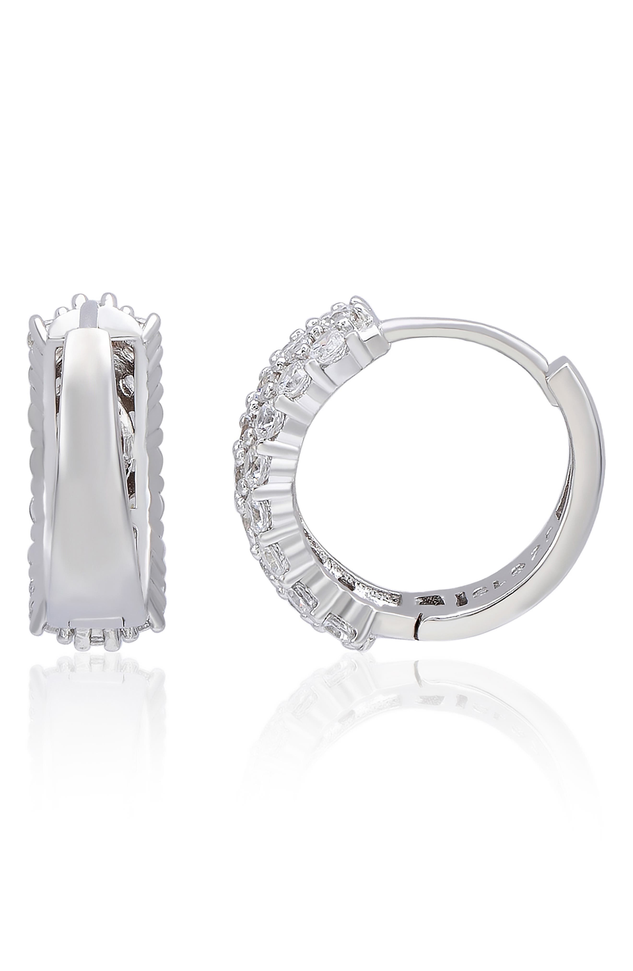 SUZY LEVIAN Cubic Zirconia Triple Row Huggie Hoop Earrings | Nordstromrack