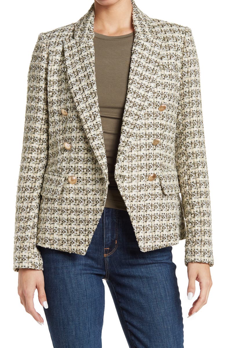 L'AGENCE Kenzie Double Breasted Metallic Tweed Blazer | Nordstrom
