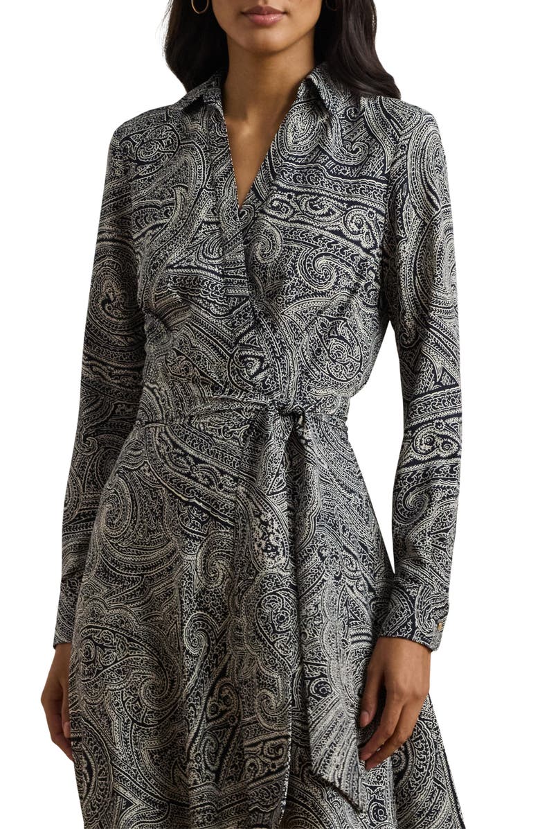 Lauren Ralph Lauren Paisley Long Sleeve Crêpe de Chine Dress ...