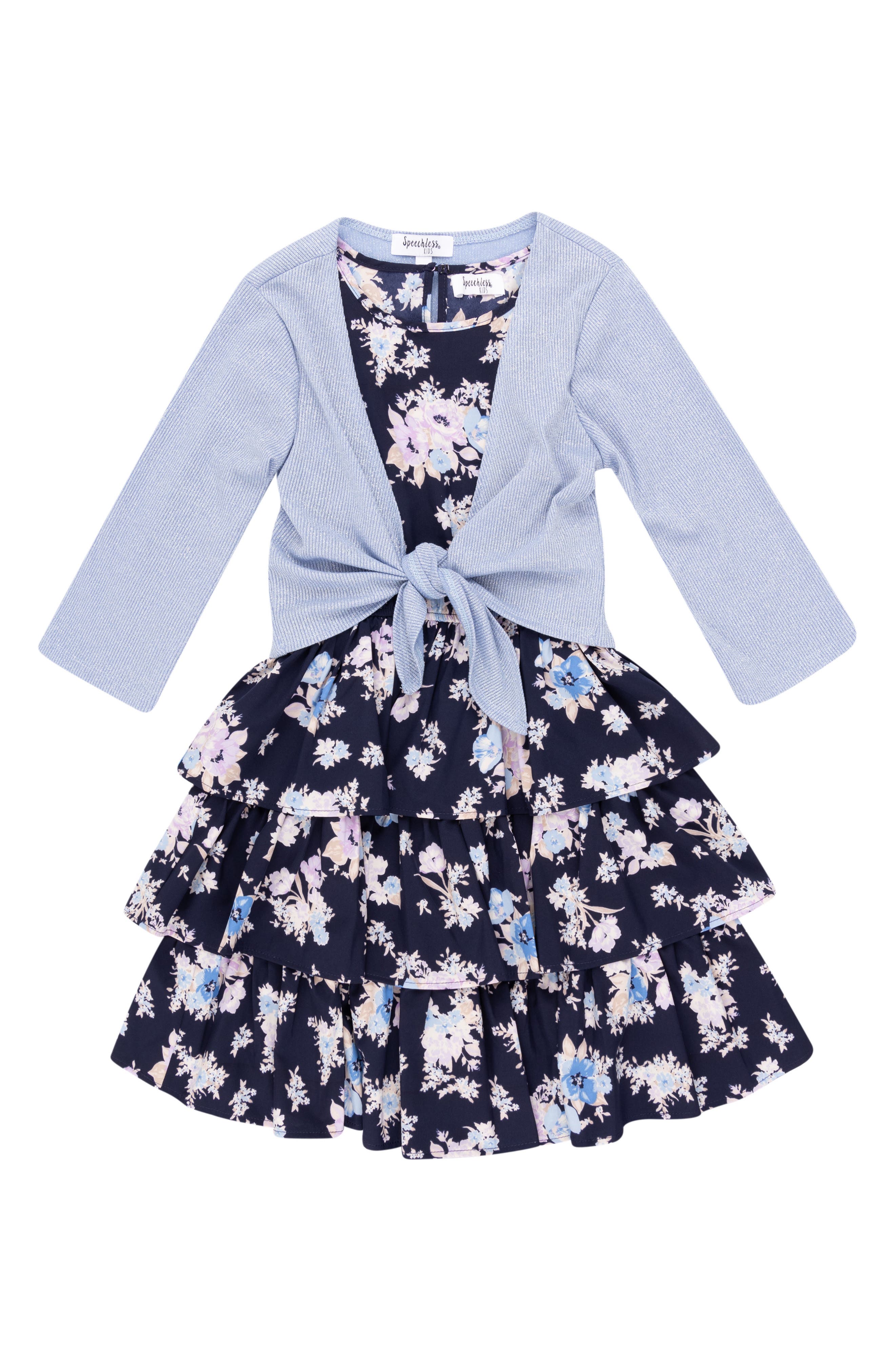 Speechless Kids' Floral Dress & Ribbed Cardigan Set | Nordstromrack