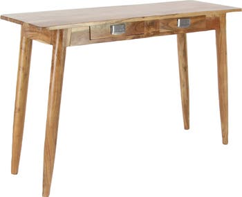 GINGER BIRCH STUDIO Brown Wood Modern Console Table with Silvertone ...