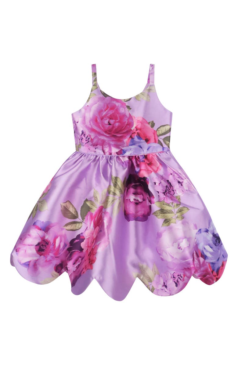 Zunie Kids' Flower Print Scallop Dress | Nordstromrack