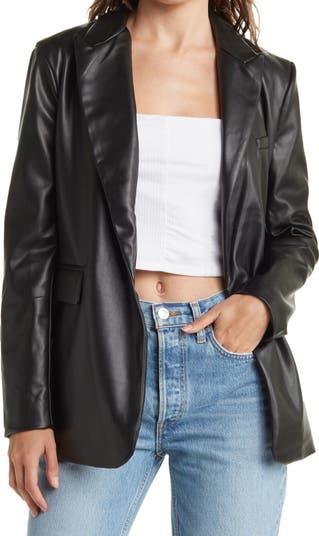 Sebby Faux Leather One-Button Peak Lapel Blazer | Nordstromrack