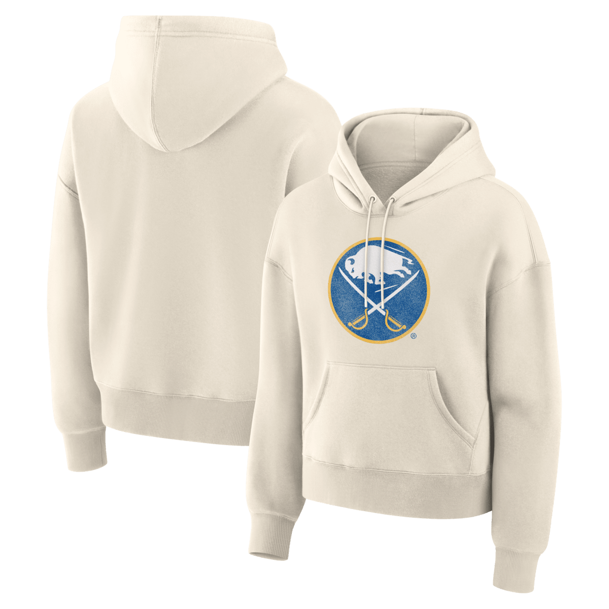 FANATICS Women's Fanatics Cream Buffalo Sabres Distressed Logo Hoodie ...