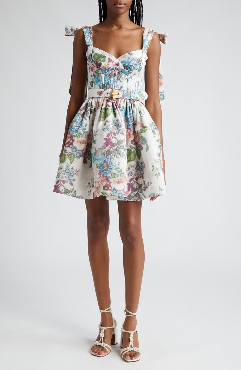 Zimmermann Matchmaker Bustier Corset Linen & Silk Organza Mini Sundress ...