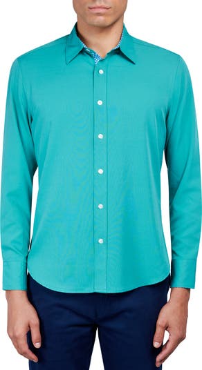 CONSTRUCT Slim Fit Solid 4-Way Stretch Performance Button Down Shirt ...