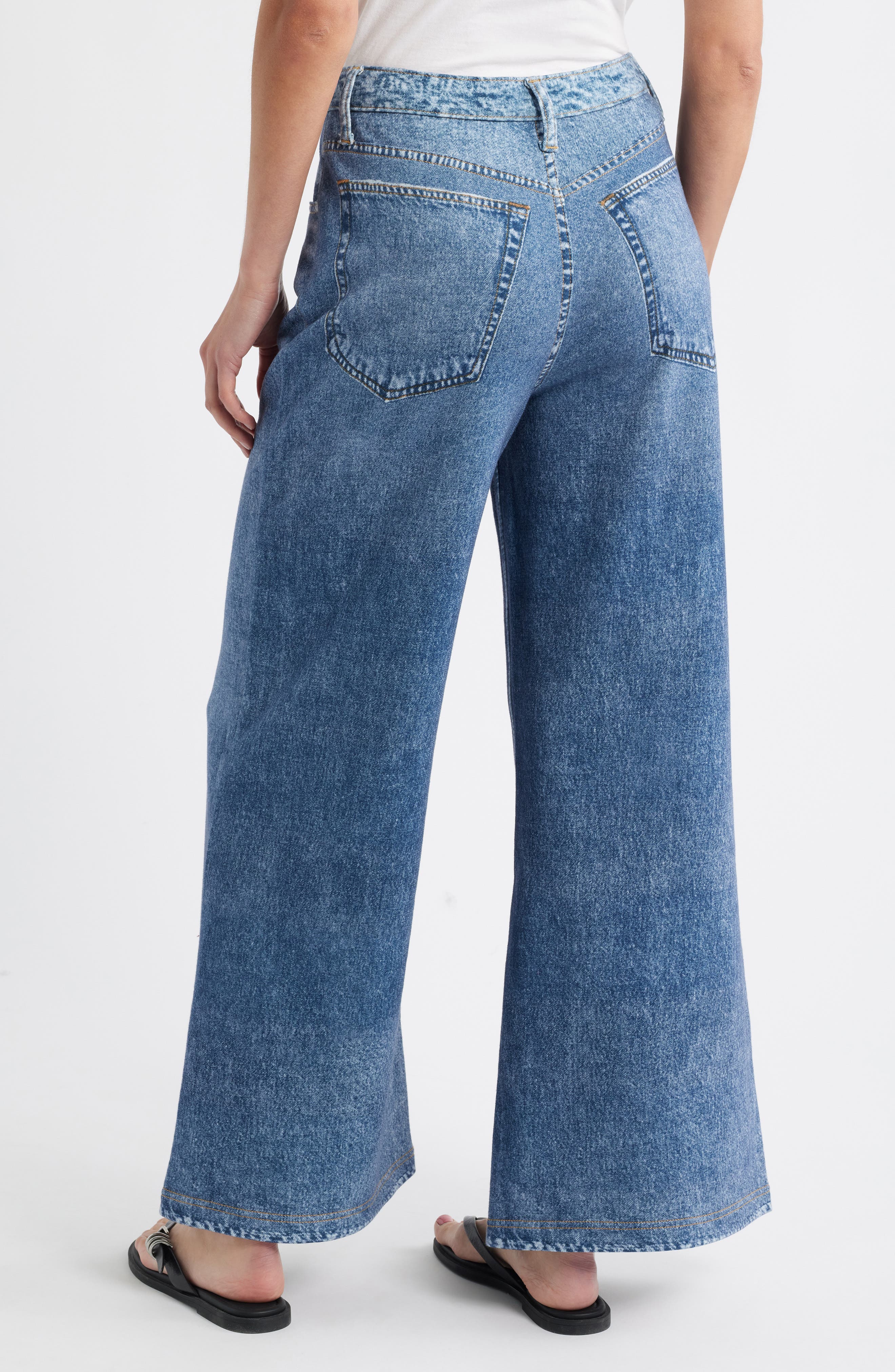 CITY BLUES Wide Leg Cotton Terry Knit Jeans | Nordstromrack