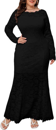 KAIMILAN Lace Boat Neck Long Sleeve Maxi Dress | Nordstromrack