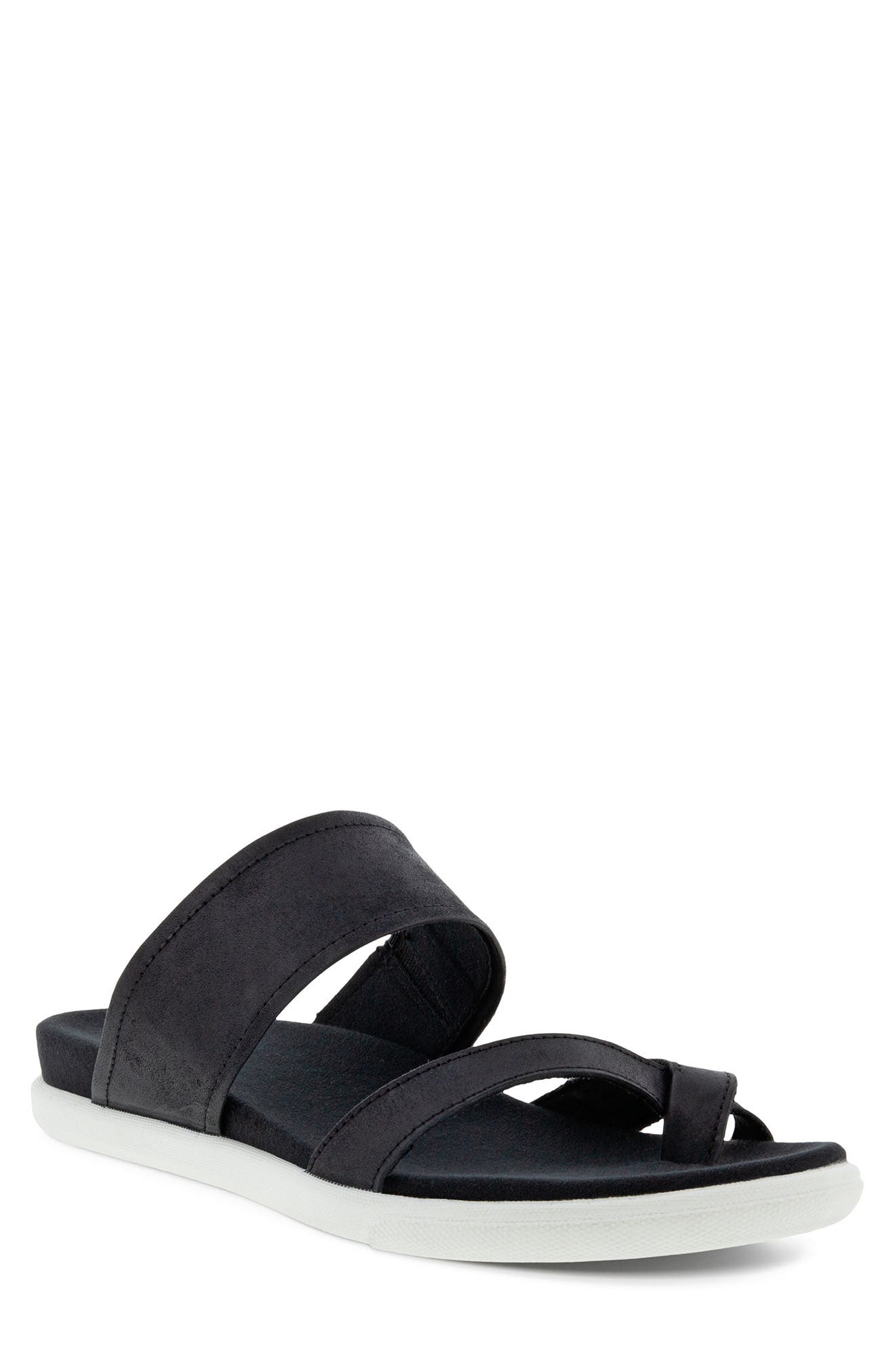 ECCO Damara Toe Loop Leather Slide Sandal (Women) | Nordstromrack