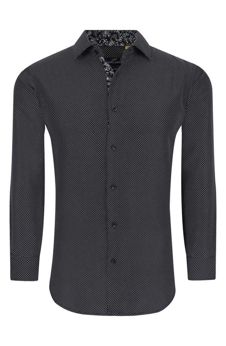Azaro Uomo Slim Fit Dot Print Performance Button-Up Shirt | Nordstromrack