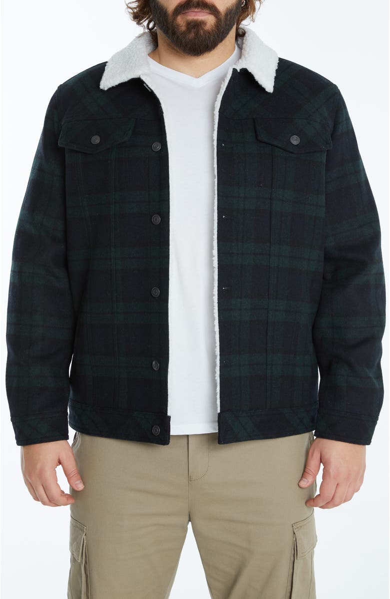 Johnny Bigg Reid Check Trucker Jacket with High Pile Fleece Trim ...