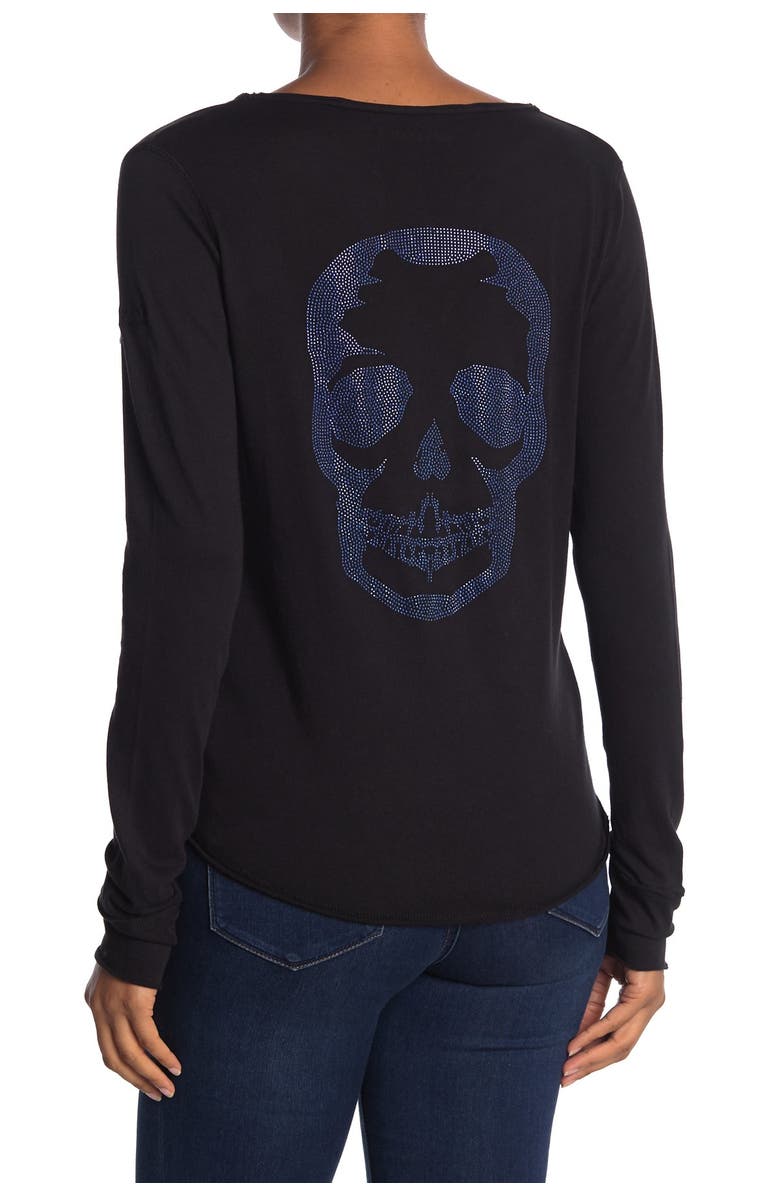 Zadig & Voltaire Glitter Skull Back Print Long Sleeve T-Shirt ...