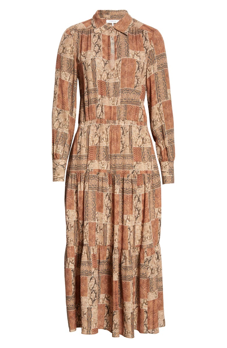 FRAME Willa Snake Print Silk Long Sleeve Dress | Nordstromrack