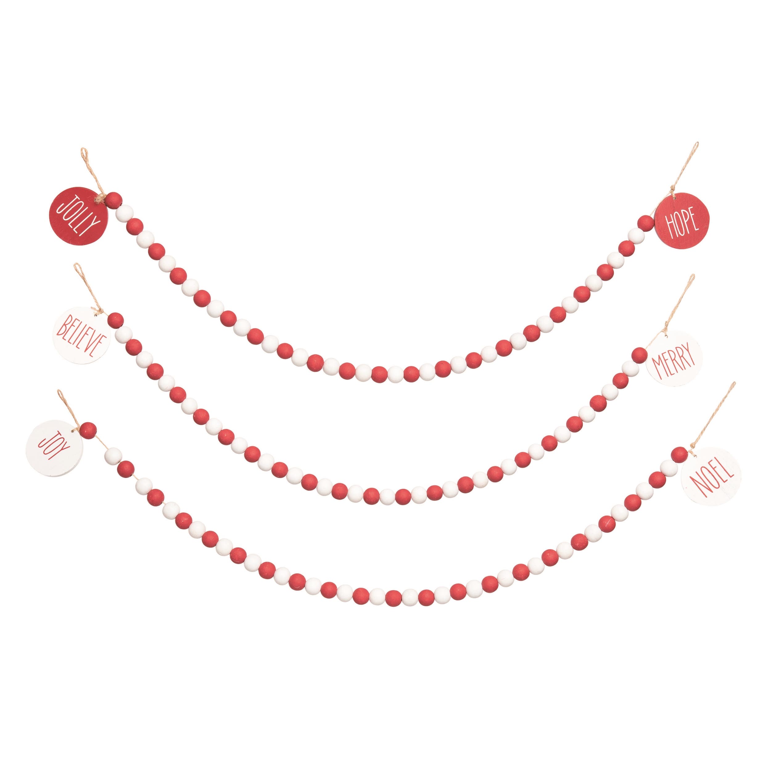 Transpac Wood Beaded Merry Garland Decor Set of Christmas Decorations ...