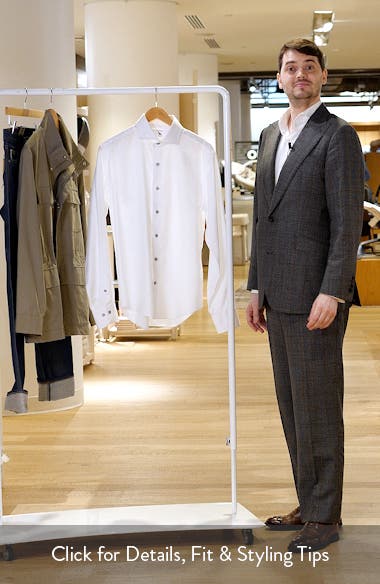 Lorenzo Uomo Trim Fit Textured White Cotton Dress Shirt | Nordstromrack