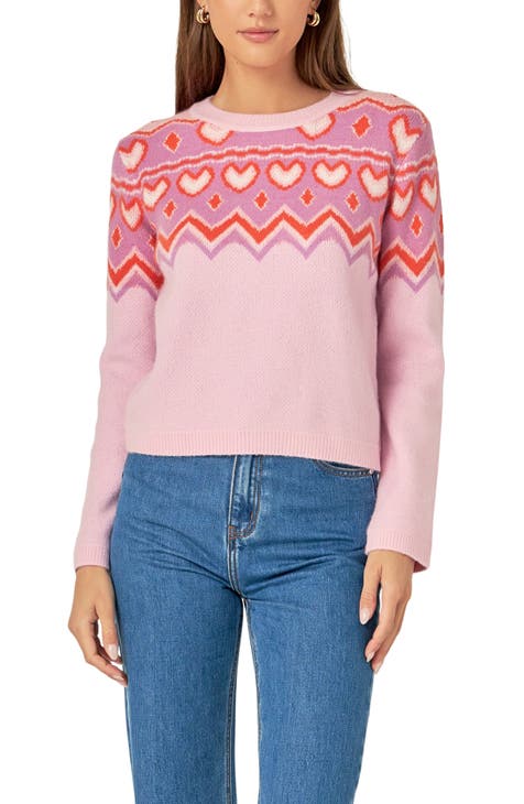 Women's Pink Cable Knit & Fair Isle Sweaters | Nordstrom