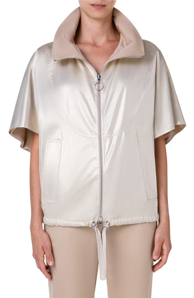 Akris punto Reversible Metallic Short Sleeve Jacket | Nordstromrack