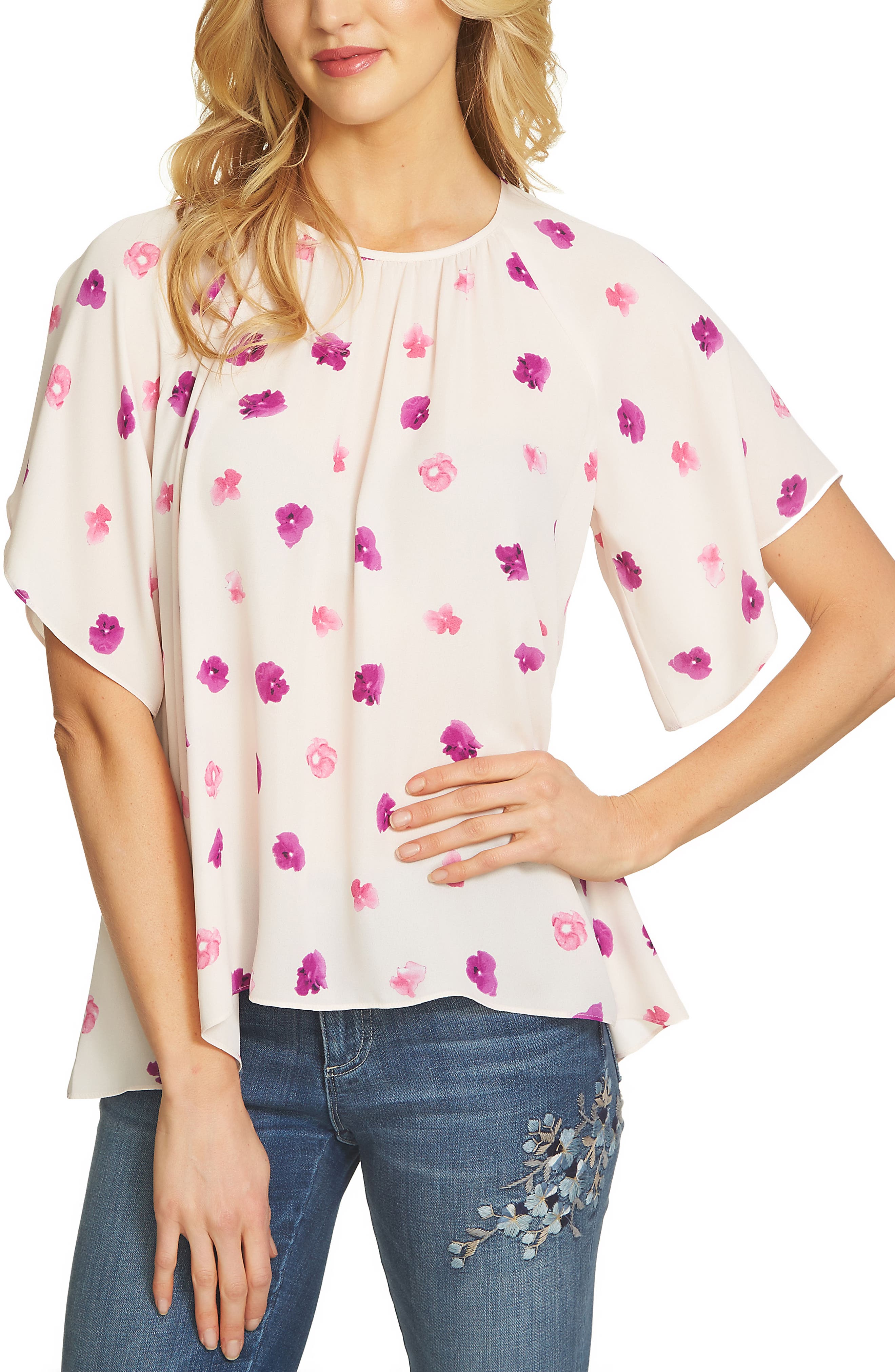 CeCe Petal Print Crepe Blouse | Nordstrom