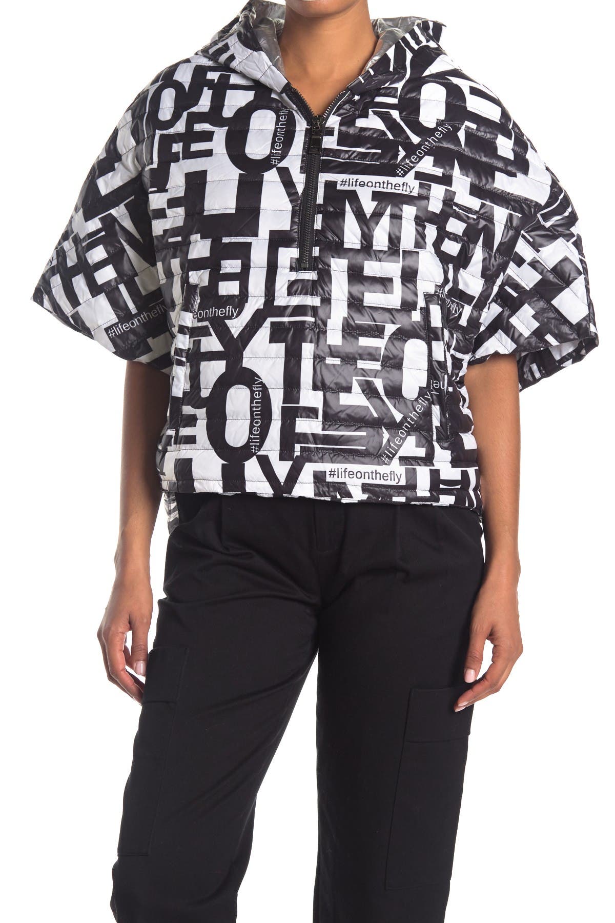 THINK ROYLN Printed High Low Puffer Poncho | Nordstromrack