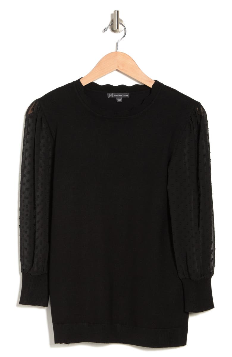 Adrianna Papell Scallop Neck Swiss Dot Sweater | Nordstromrack