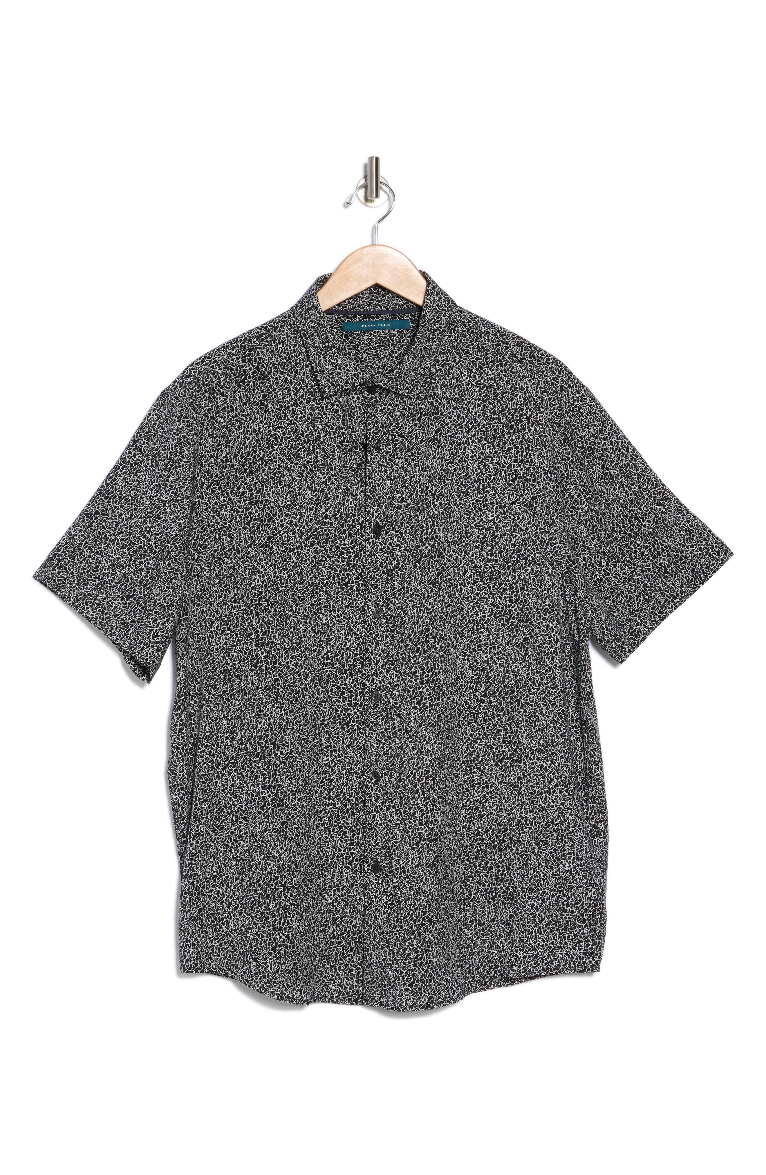 Perry Ellis Scribble Print Short Sleeve Button-Up Shirt | Nordstromrack