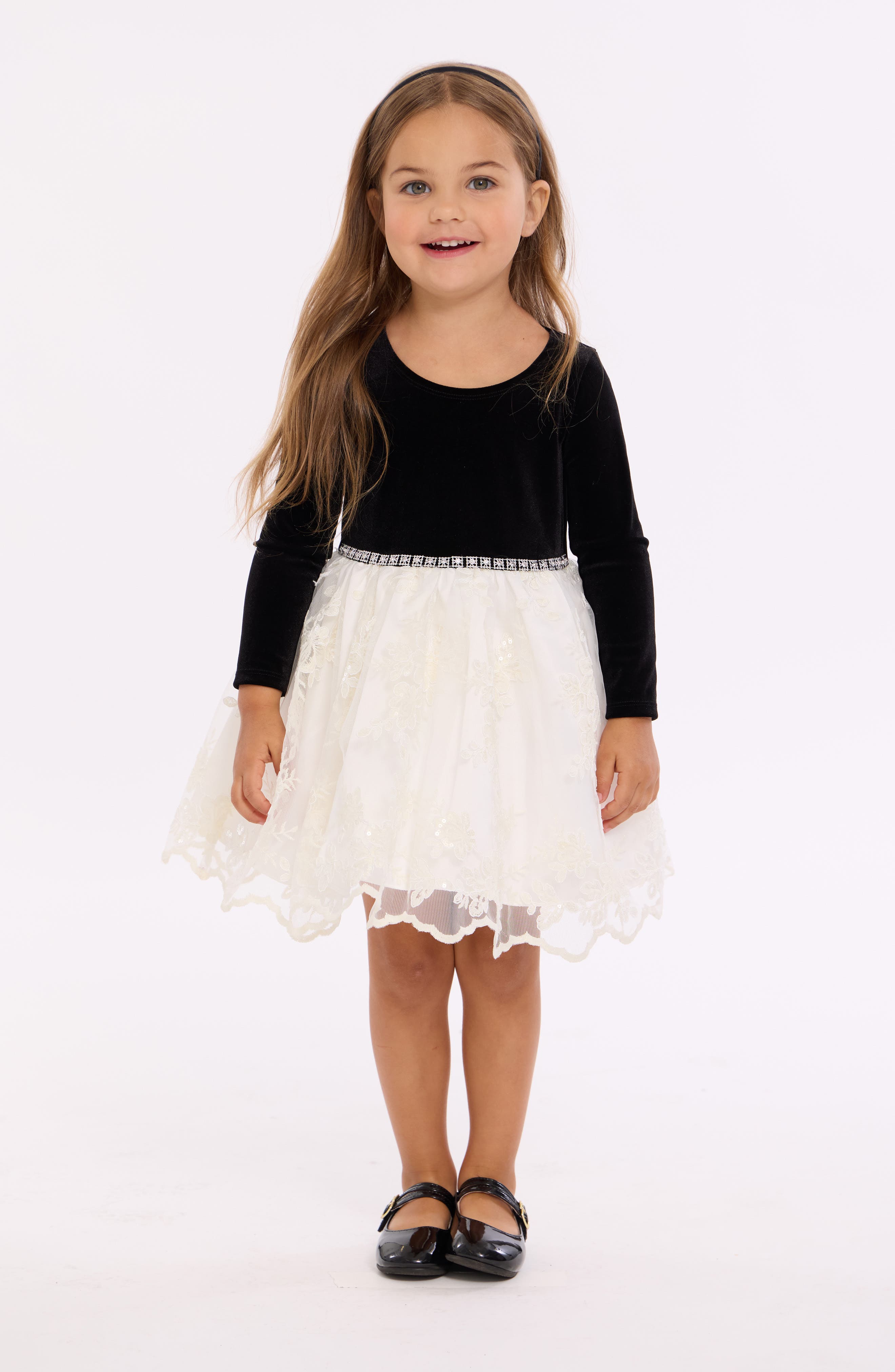 Iris & Ivy Embroidered Stretch Velvet Embroidered Party Dress ...