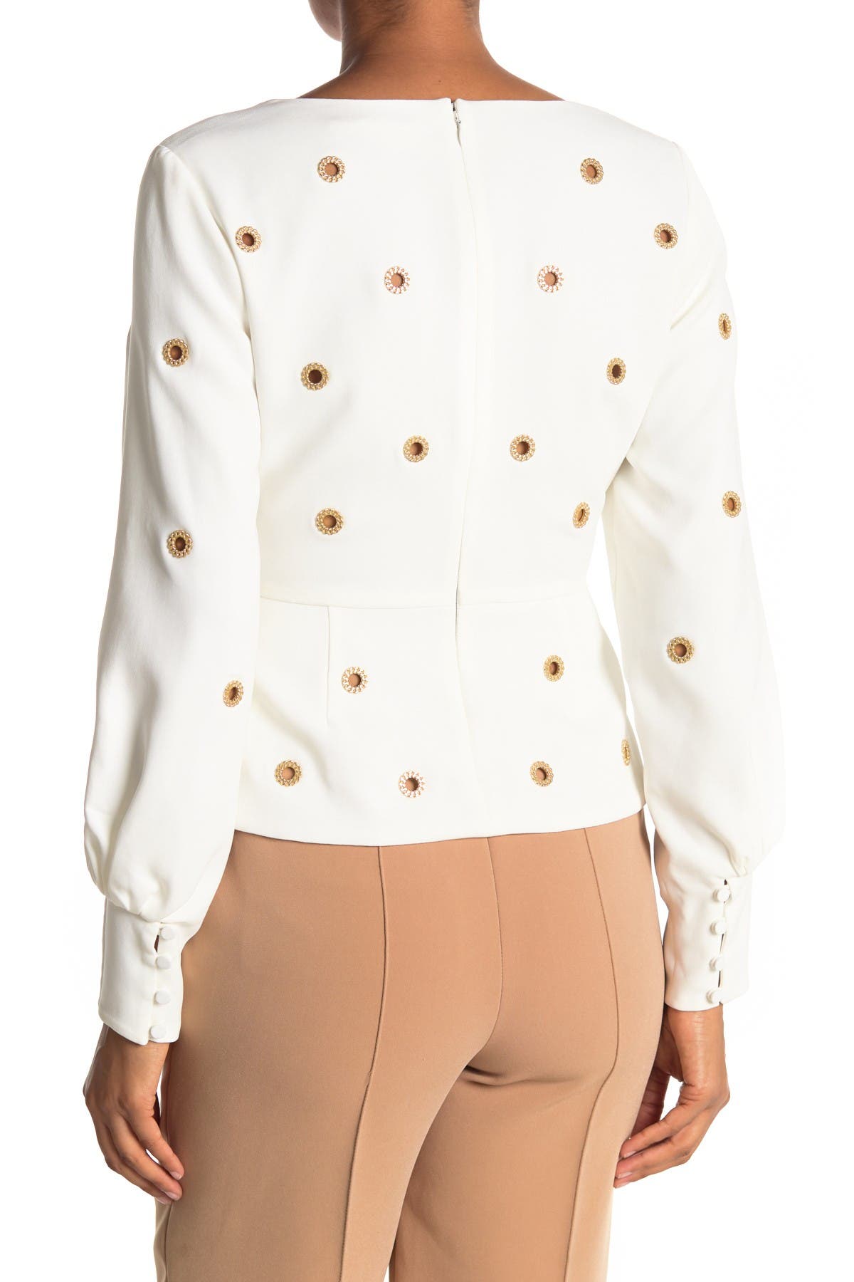 Simkhai Sweetheart Long Sleeve Grommet Peplum Top | Nordstromrack