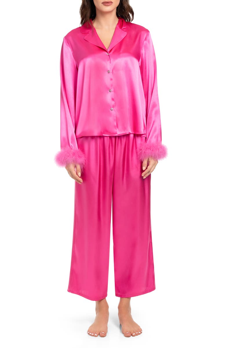 In Bloom by Jonquil Amora Marabou Faux Fur Trim Long Pajamas ...