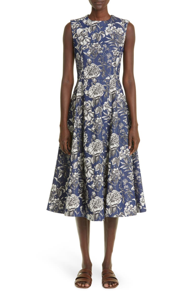 Adam Lippes Eloise Floral Print Denim A-Line Dress | Nordstrom