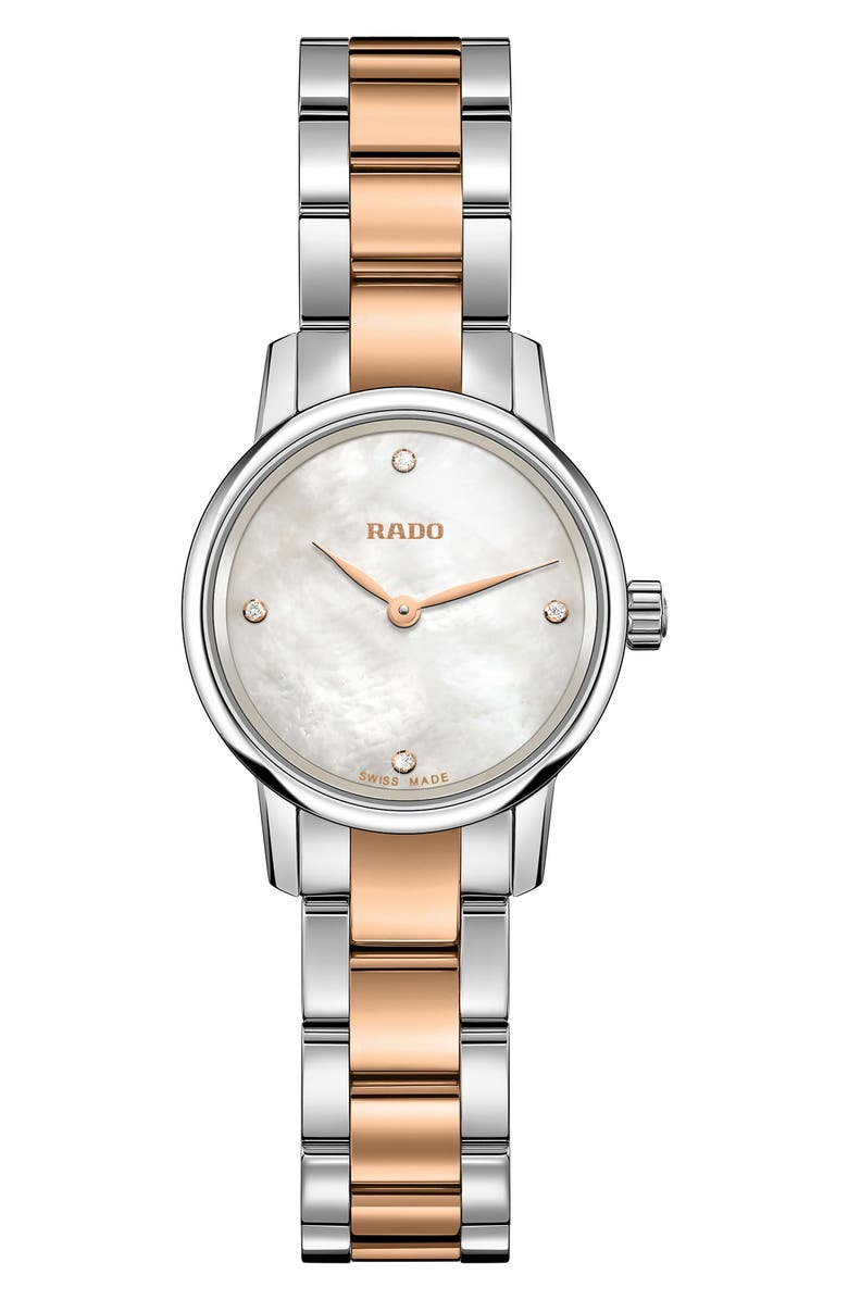 RADO Coupole Mother of Pearl & Diamond Bracelet Watch, 21mm - 0.008 ctw ...