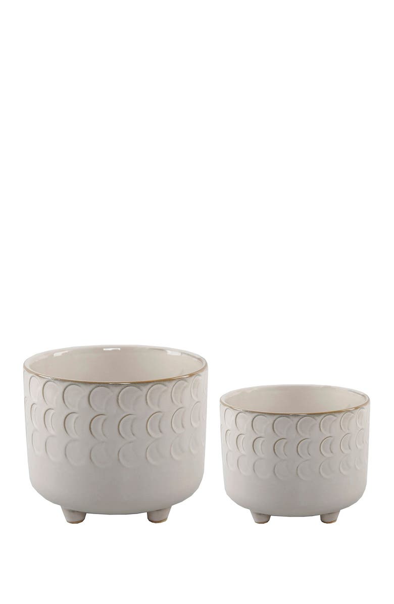 FLORA BUNDA Ivory 6" & 4.75" Small Moon Phase Footed Planter- Set of 2 ...
