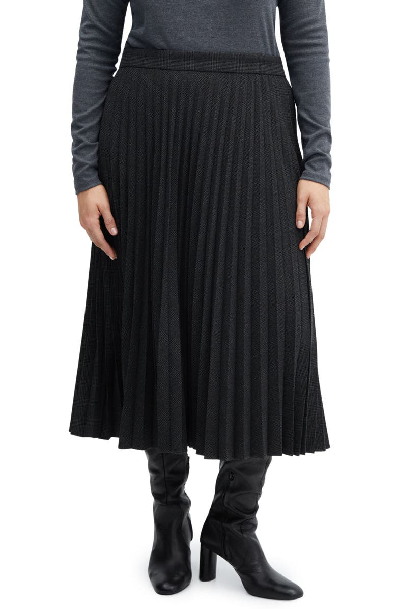 MANGO Check Pleated Midi Skirt | Nordstrom