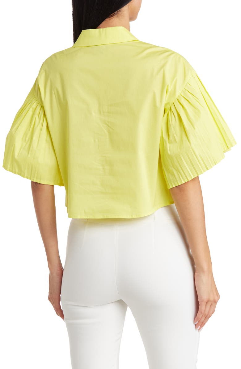 LUMIERE Collar Pleat Sleeve Button-Up Crop Top | Nordstromrack