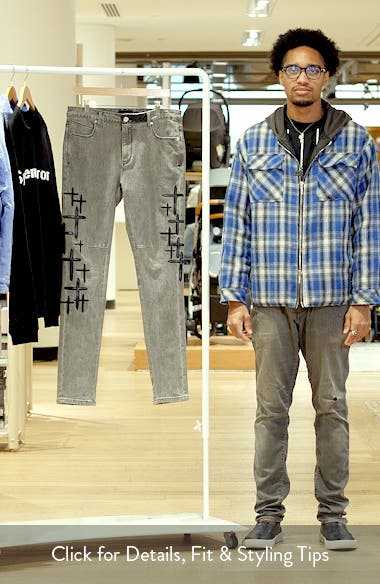 RtA Bryant Clouded Mist Cross Skinny Jeans | Nordstrom