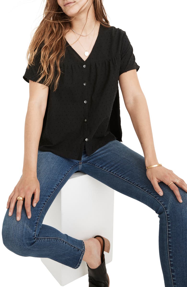 Madewell Swiss Dot V-Neck Blouse | Nordstromrack