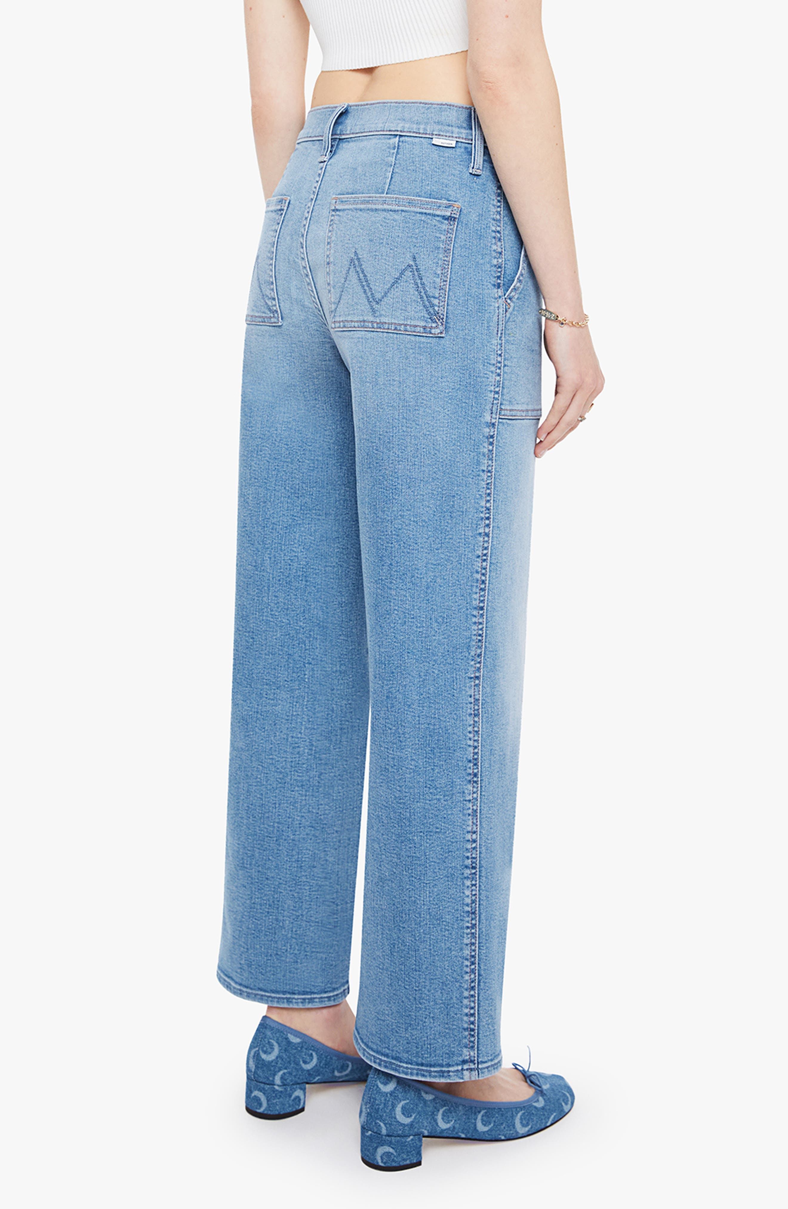 MOTHER The Stitch Up Maven Flood High Waist Ankle Wide Leg Jeans ...