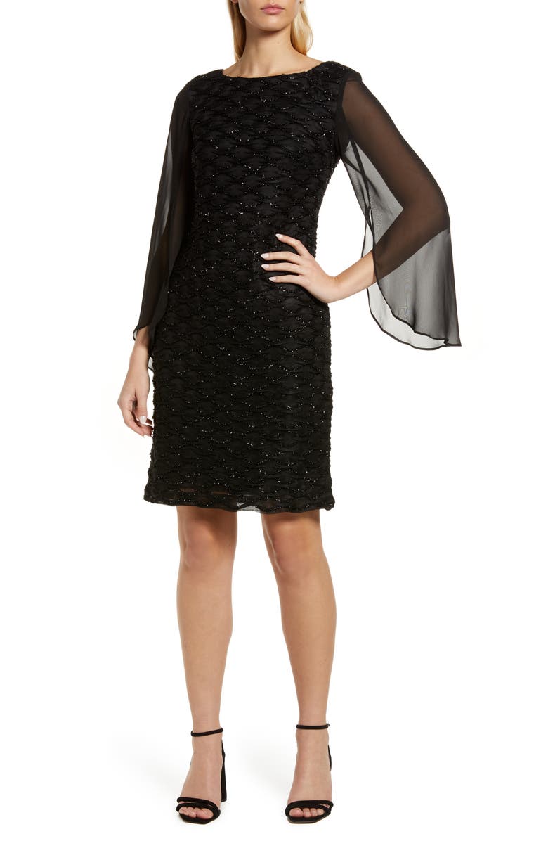 Connected Apparel Chiffon Sleeve Dress | Nordstrom