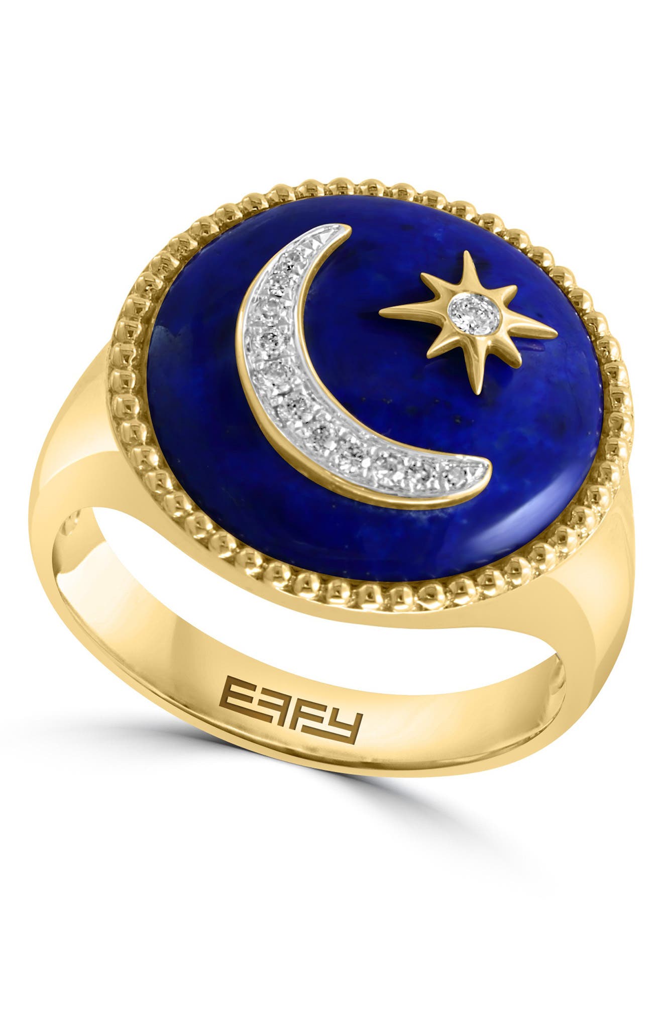 EFFY 14K Yellow Gold, DIamond, & Lapis Celestial Ring - Size 7 | Nordstromrack