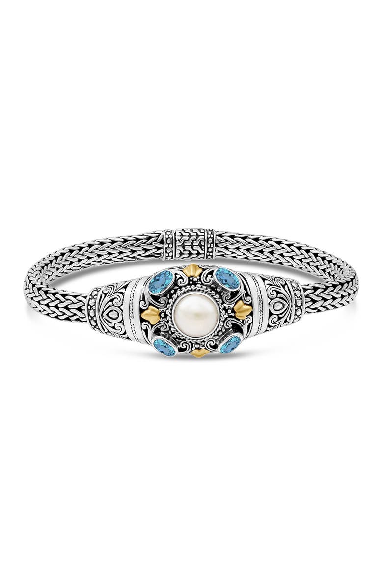 DEVATA Sterling Silver Bali Filigree Blue Topaz 8mm Freshwater Cultured ...