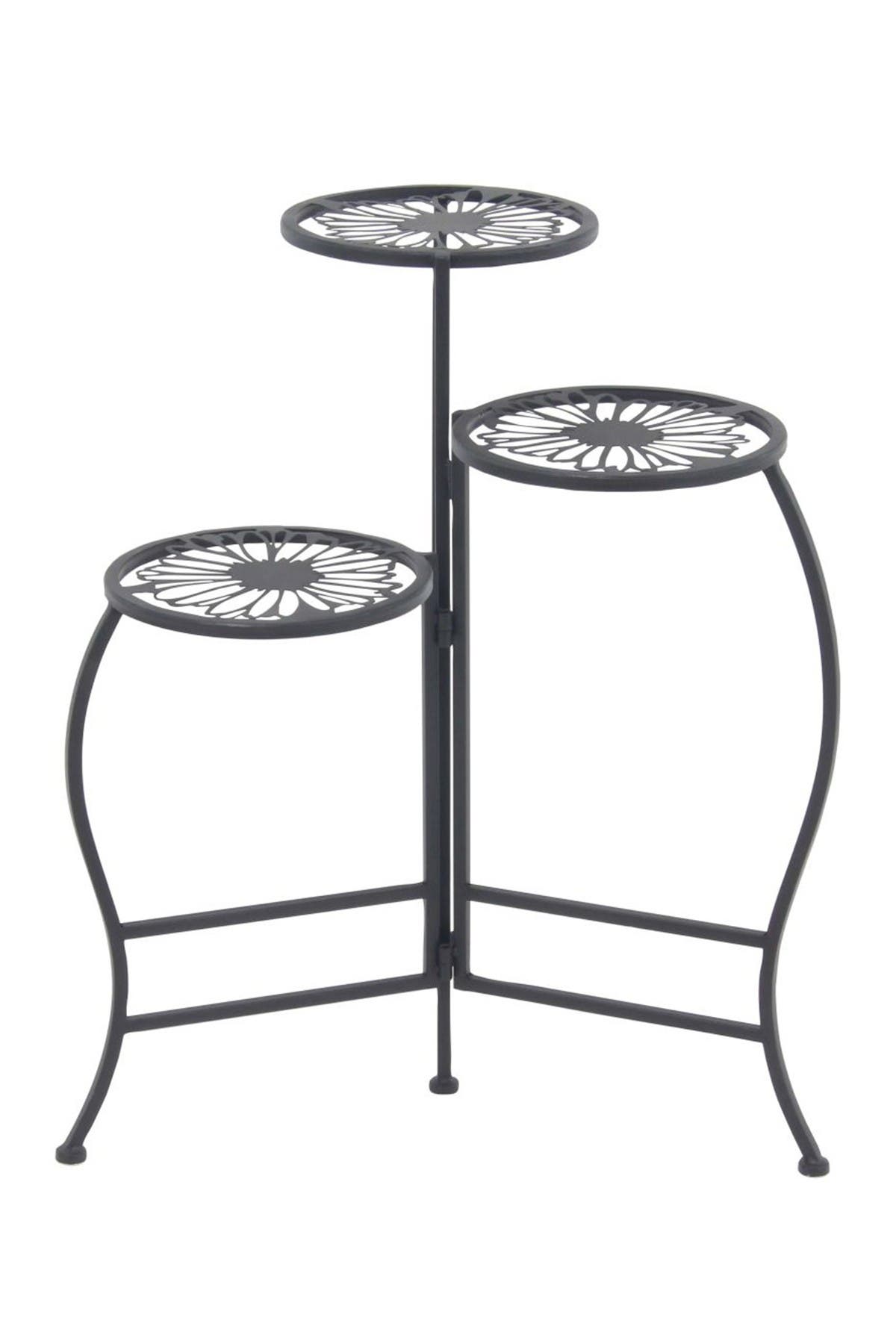 SONOMA SAGE HOME Black Metal Indoor & Outdoor 3-Tier Floral Plant Stand ...