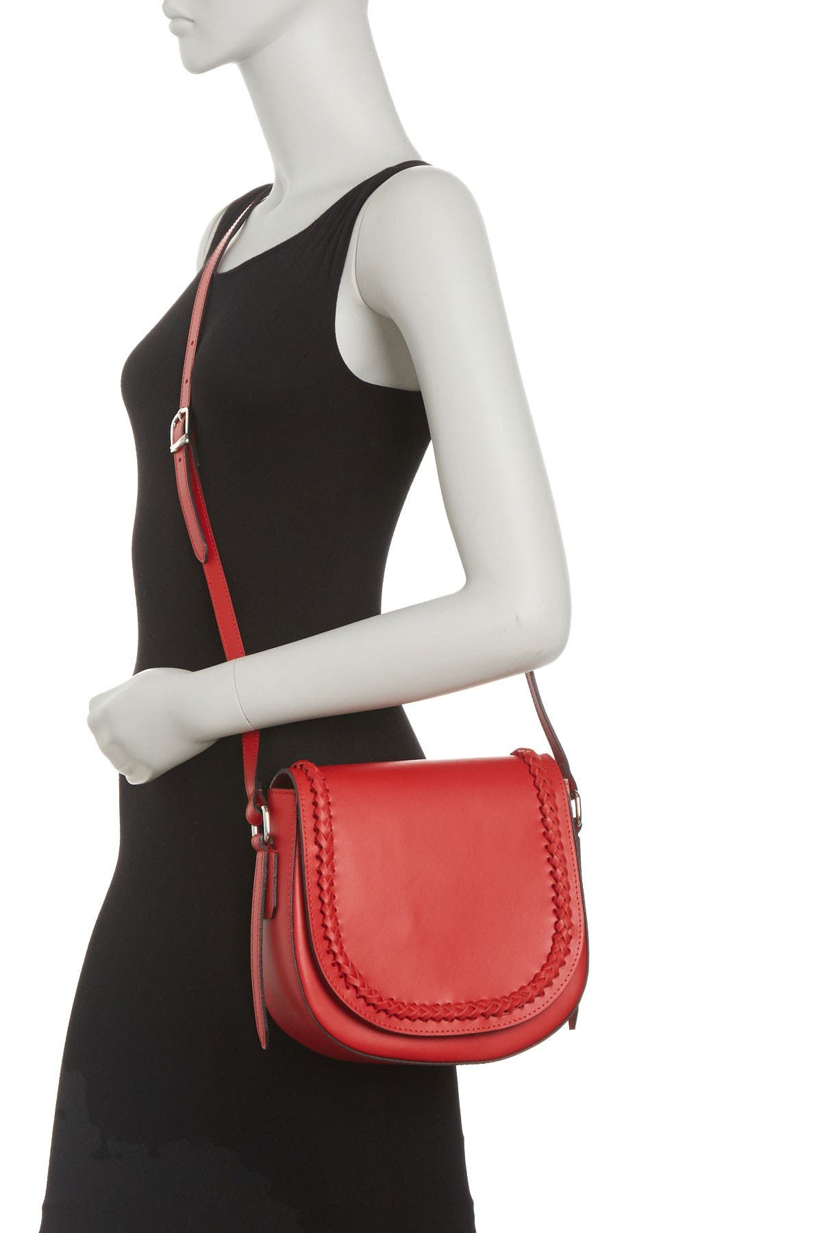 GIORGIO COSTA Leather Braided Crossbody Saddle Bag | Nordstromrack