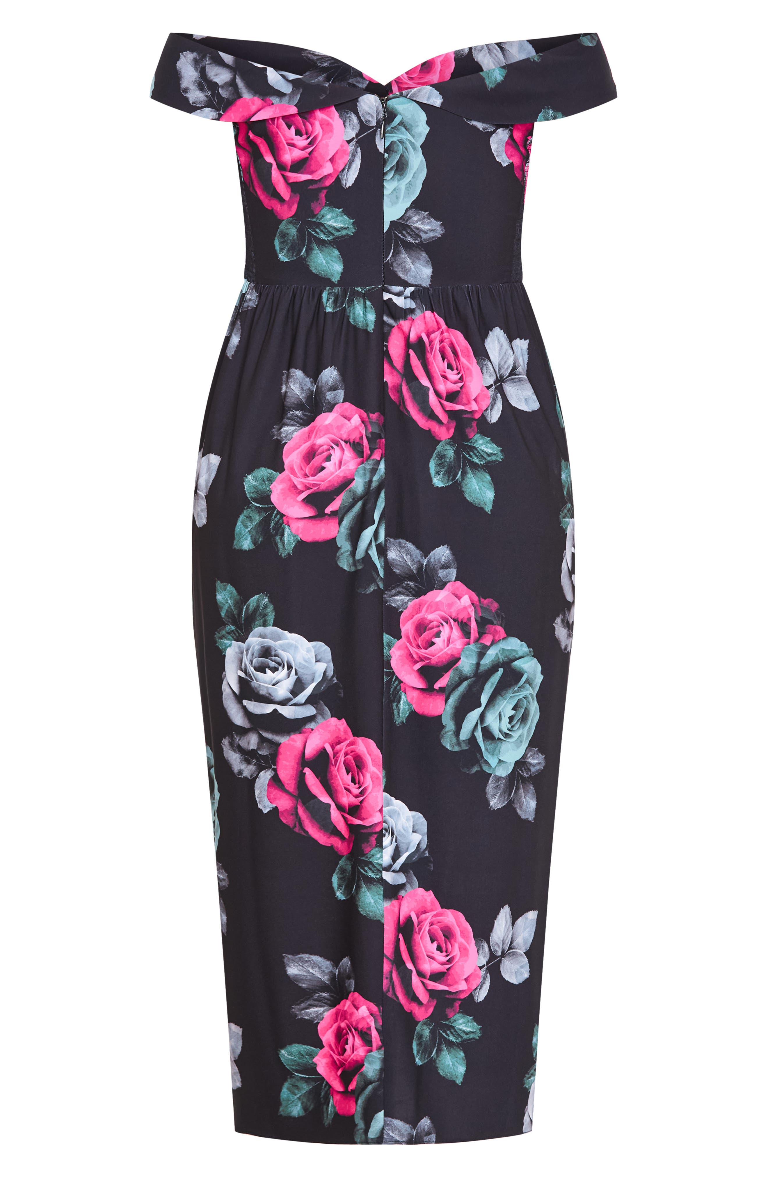 City Chic Clair Print Off the Shoulder Midi Dress | Nordstromrack