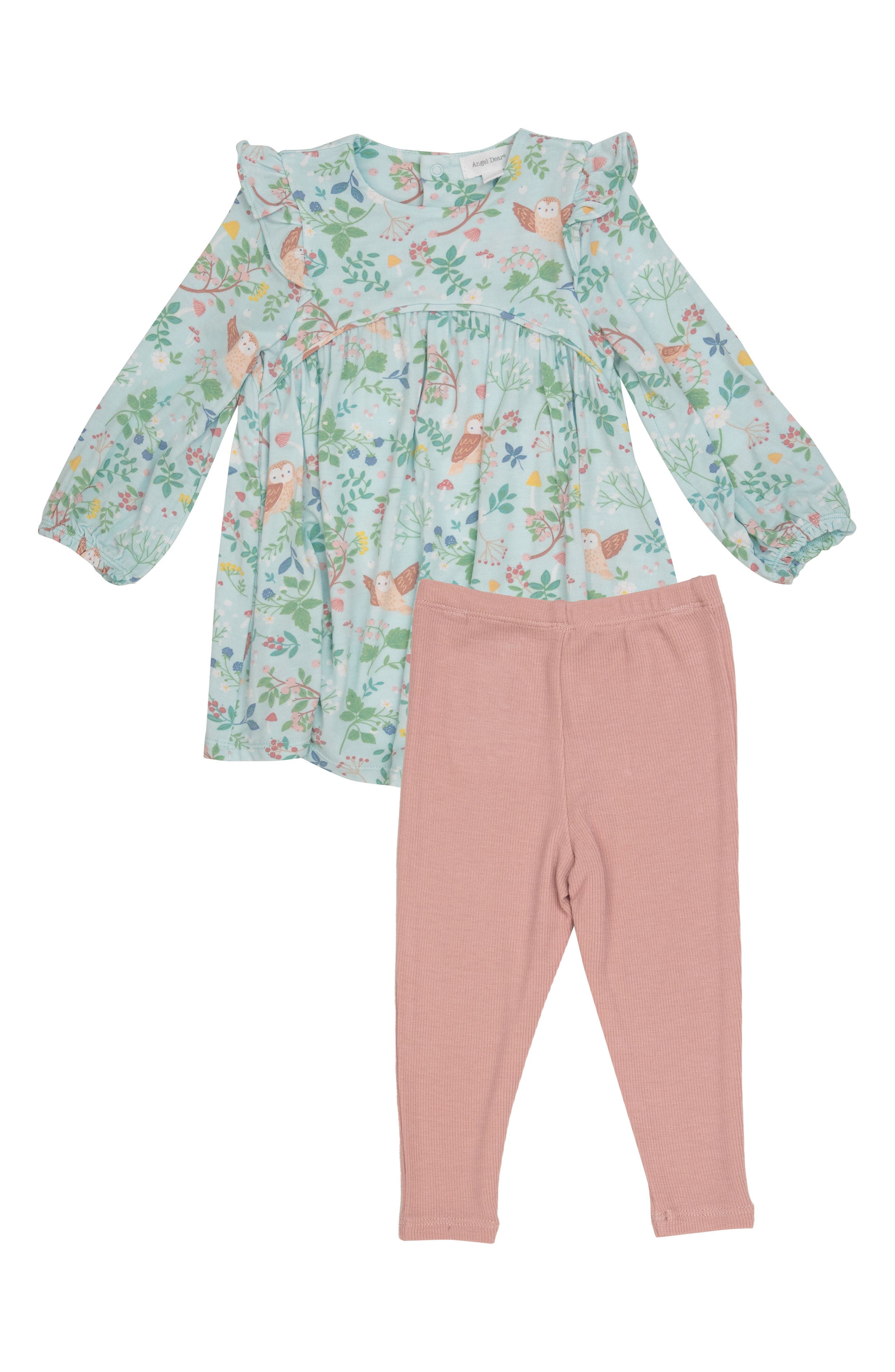 Angel Dear Owl Long Sleeve Ruffle Dress & Leggings Set | Nordstromrack