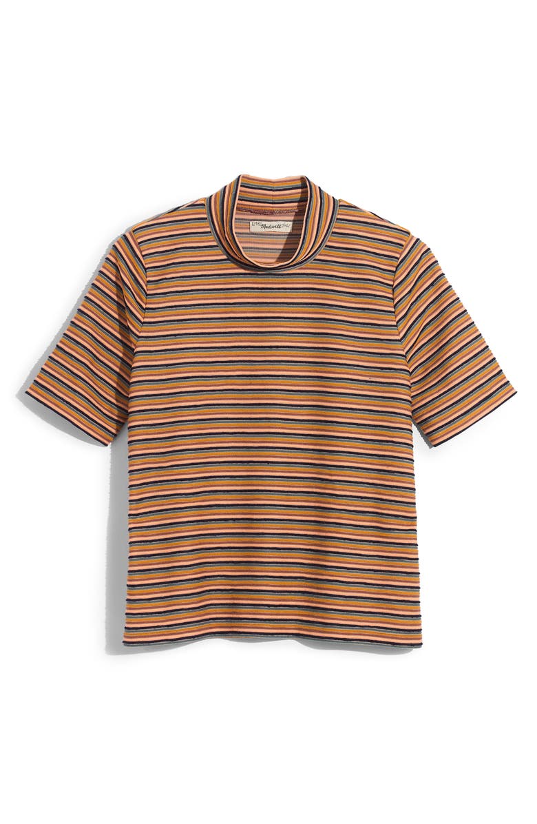 Madewell Texture & Thread Stripe Mock Neck Tee | Nordstrom